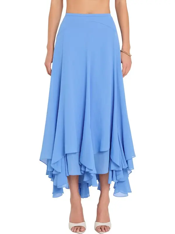 Amanda Uprichard Monterey Chiffon Midi Skirt - Atlantic