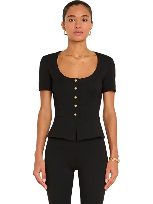 Amanda Uprichard Nico Short-sleeved Top - Black