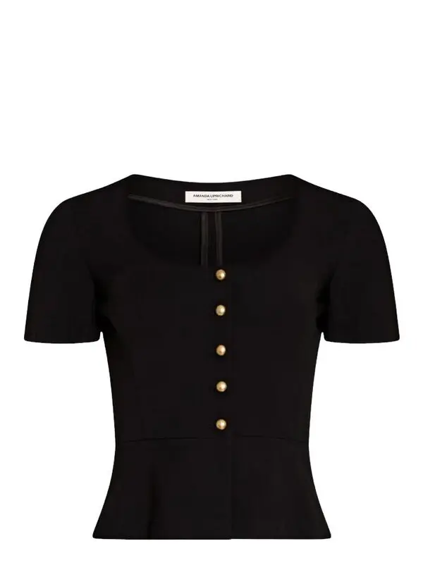 Amanda Uprichard Nico Short-sleeved Top - Black