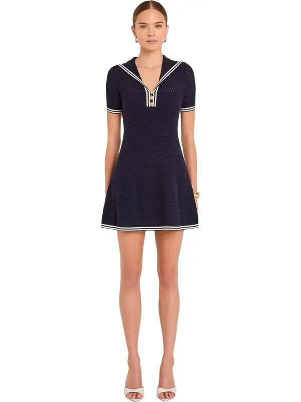 Amanda Uprichard Monique Fit And Flare Mini Dress - Navy/ Ivory