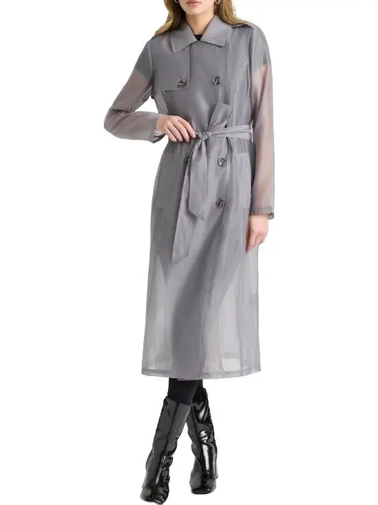 NVLT Sheer Trench Coat - Grey