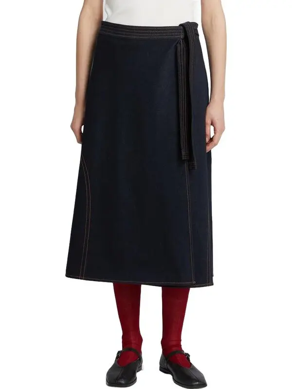 MM BY MAX MARA Rane Belted Midi Skirt - Midnight Blue
