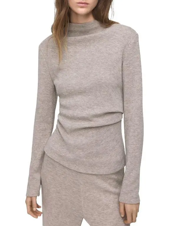 Mango Funnel Neck Long Sleeve Sweatshirt - Brown/grey