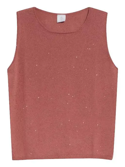 Eleventy Sequin Embellished Silk & Cotton Sweater Vest - 174 Raspberry