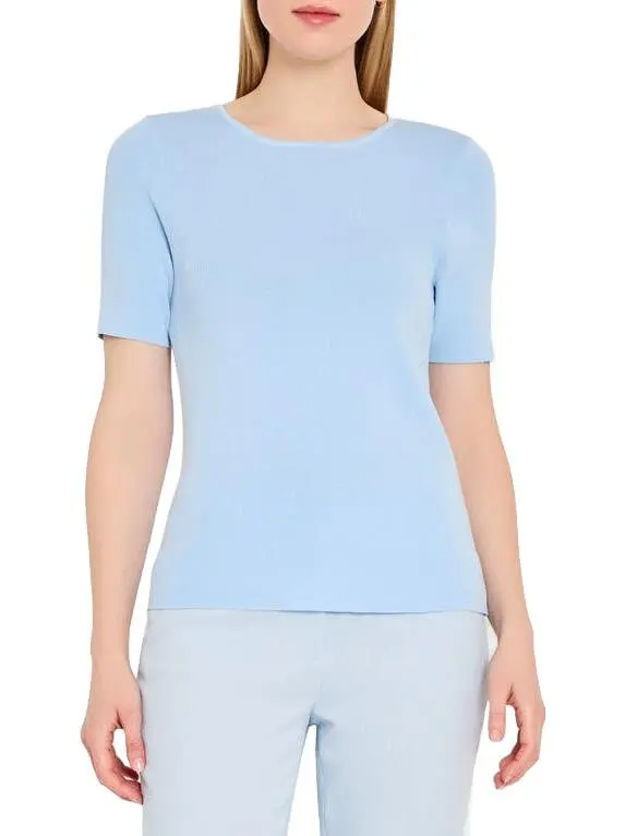 TAHARI ASL Short Sleeve Sweater - Ice Blue
