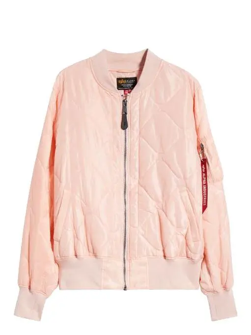 Alpha Industries L-2b Relaxed Water Resistant Quilted Bomber Jacket - Blush Pink