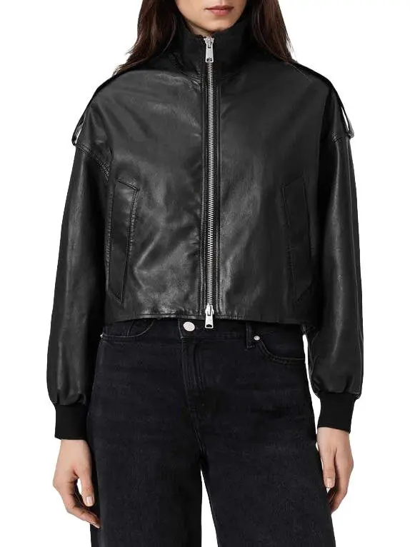 ALLSAINTS Lowden Leather Bomber Jacket - Black