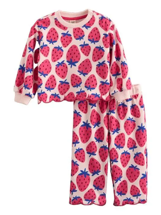 TUCKER + TATE Scallop Hem Top & Pants Set - Pink Balm Cool Strawberries