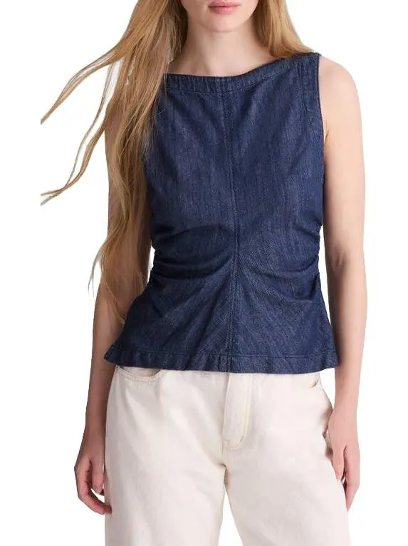 Madewell Ruched Denim Shell Top - Light Rinse