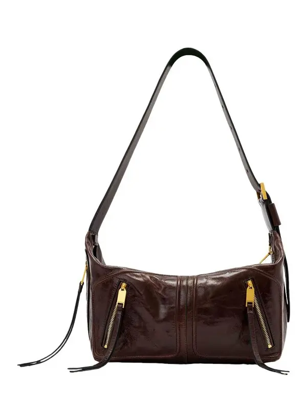 ALLSAINTS Jean Ray Leather Shoulder Bag - Cognac Brown