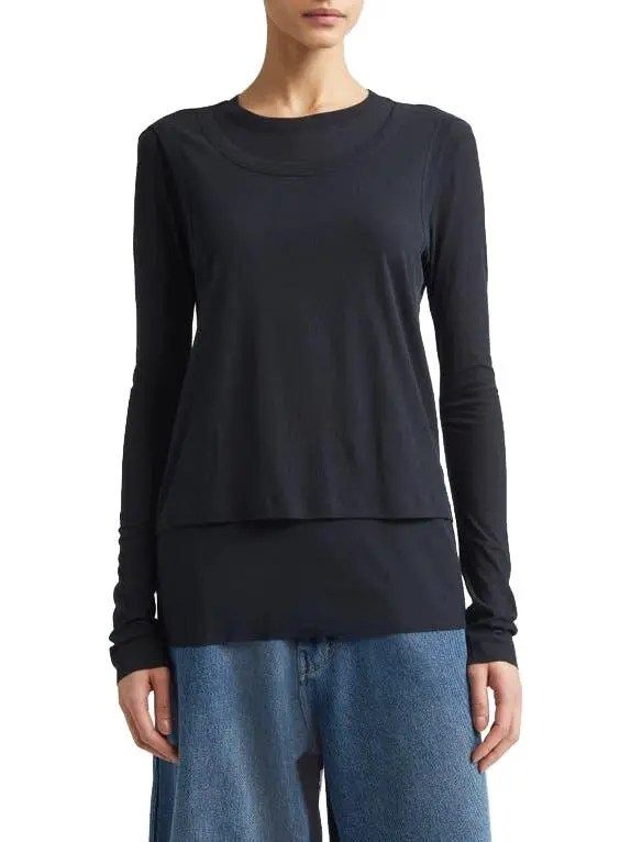 MELITTA BAUMEISTER Double Layer Cotton T-shirt - Black