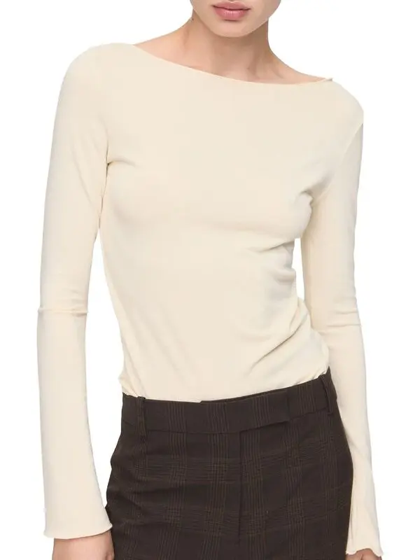 Mango Slim Fit Boatneck Top - Vanilla