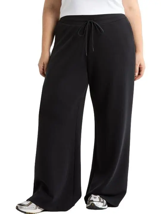 Zella Ultrasoft Wide Leg Drawstring Pants - Black