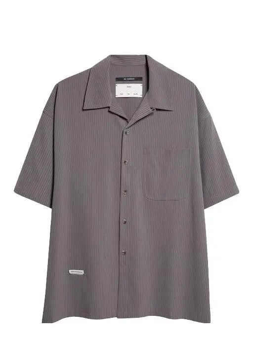 SONG FOR THE MUTE Gym Pinstripe Gabardine Camp Shirt - Grey