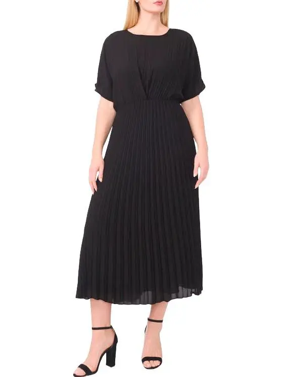Halogen Pleated Dolman Sleeve Maxi Dress - Rich Black