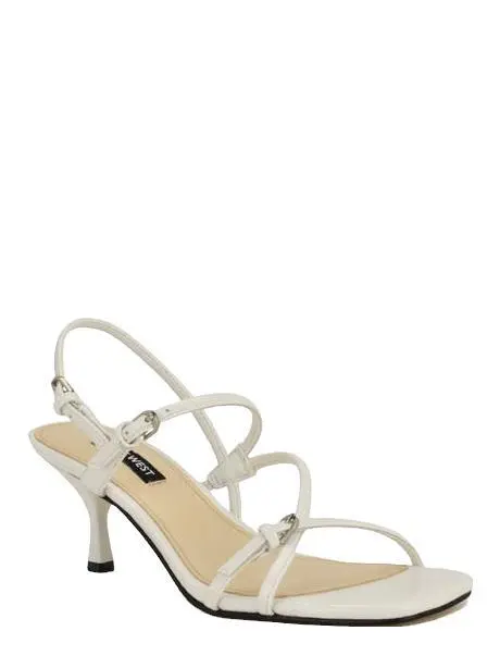 Nine West Hayla Strappy Kitten Heel Sandals - White