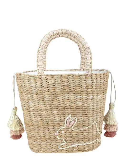 LIKHA Bunny Embroidered Bangkuan Fiber Tote Bag - Natural