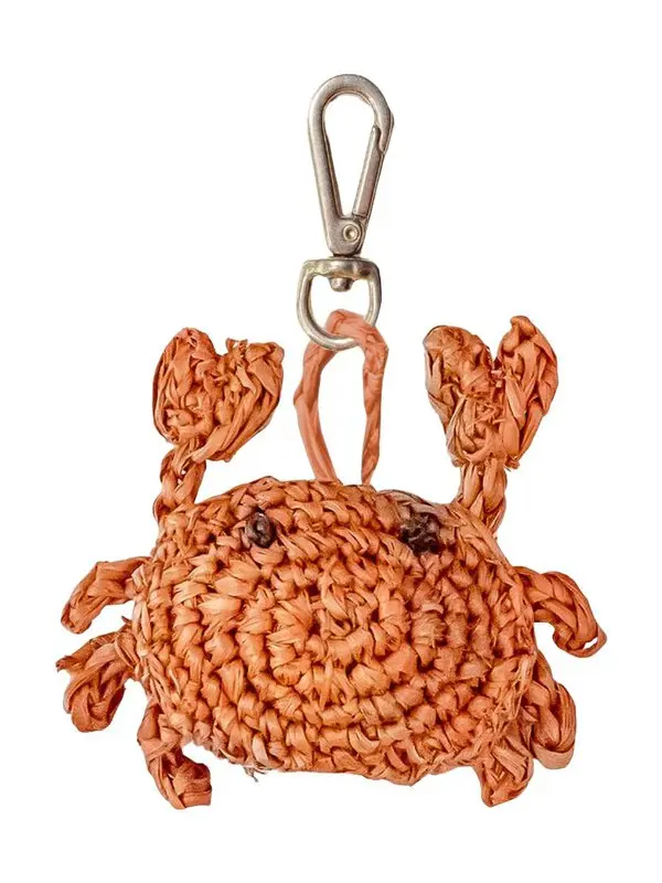 Likhâ Crab Raffia Bag Charm - Orange
