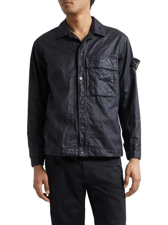 Stone Island Garment Dye Nylon Panama Overshirt - Black