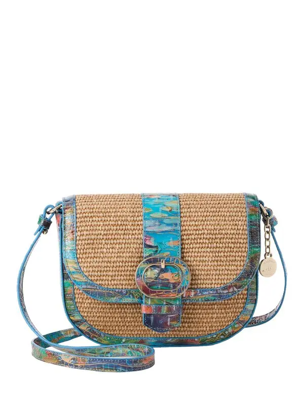 Brahmin Croc Embossed Leather Crossbody Bag - Waterlily