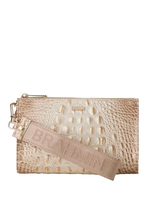 Brahmin Croc-embossed Leather Wristlet - Contour