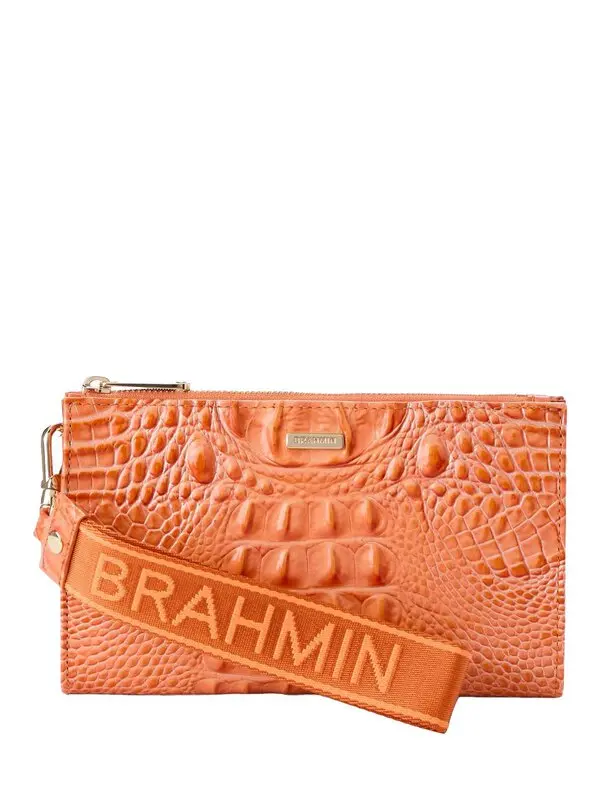 Brahmin Croc-embossed Leather Wristlet - Solar Orange