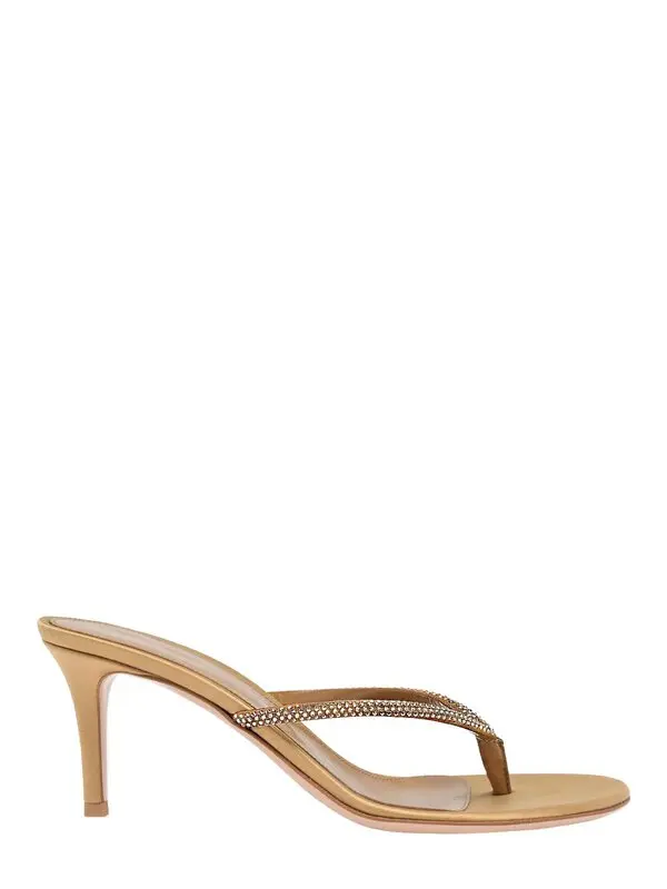 GIANVITO ROSSI India Crystal-embellished Thong Sandals - Brown Leather