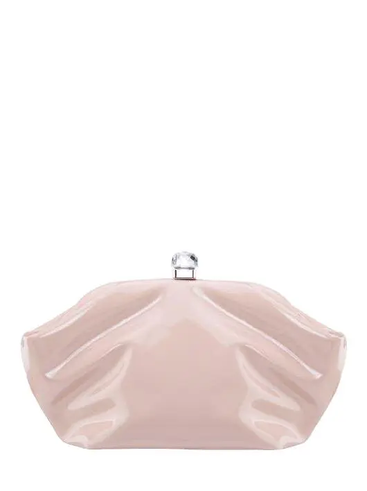 Nina Lyric Faux Leather Clutch - Beige