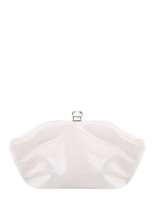 Nina Lyric Faux Leather Clutch - Ecru