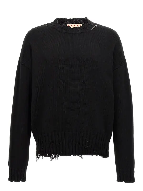Marni Sweater With Antiqued Knit Details - Black