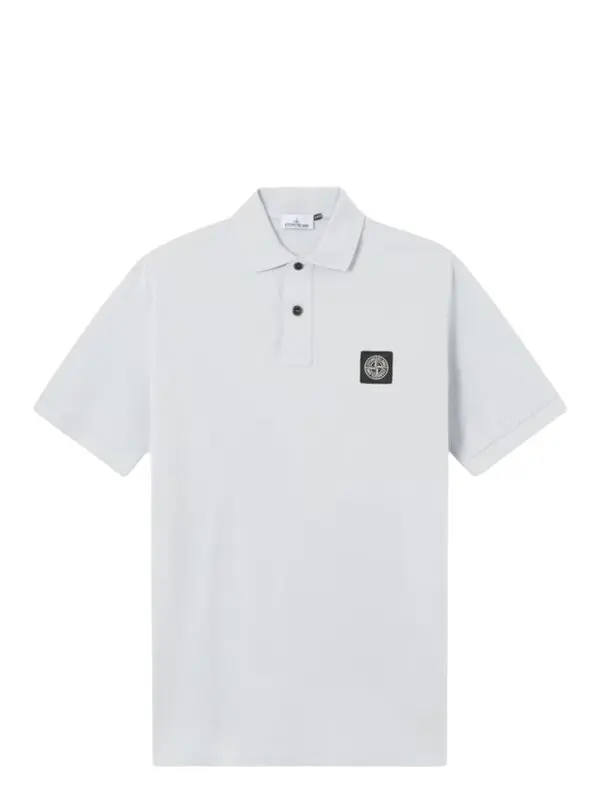Stone Island Logo Cotton Polo Shirt - Sky Blue