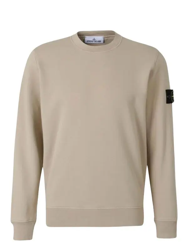 Stone Island Crew Neck Sweater With Logo - Beige