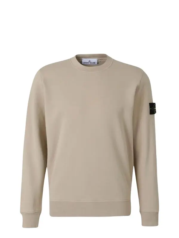 Stone Island Crew Neck Sweater With Logo - Beige