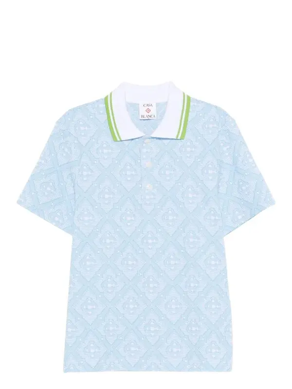 Casablanca Embroidered Jacquard Polo Shirt - Sky Blue