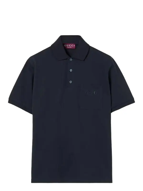 Gucci Embroidered Pique Polo Shirt - Blue