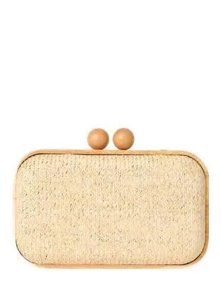 BTB LOS ANGELES Brooke Woven Clutch - Natural/multi