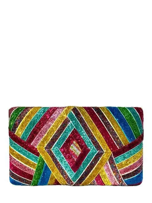 SIMITRI Striped Woven Clutch - Prism