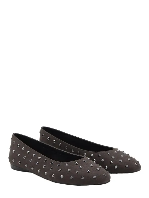 Mango Studded Ballet Flat - Charcoal
