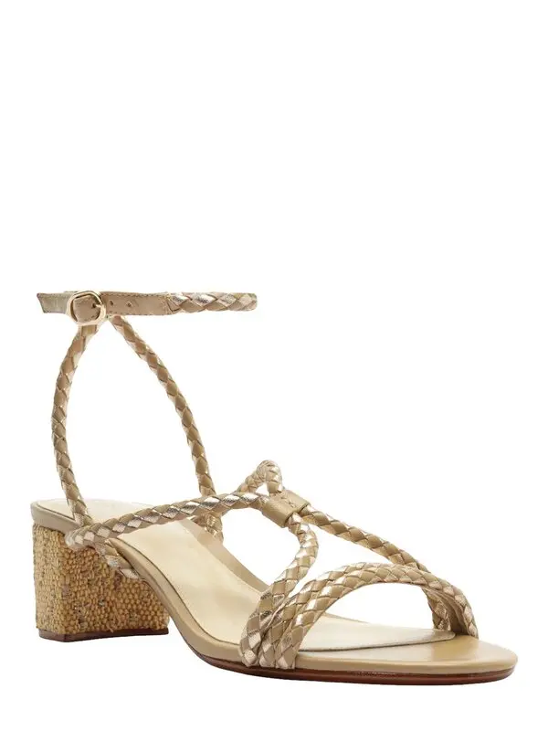 ALEXANDRE BIRMAN Elba Block Heel Sandal - Semolina/golden