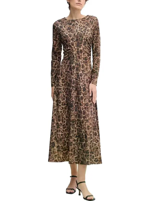OUI Animal Print Midi Dress - Brown