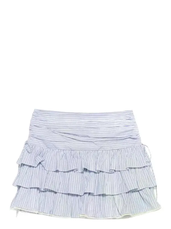 Sandro Striped Ruffle Mini Skirt - Blue