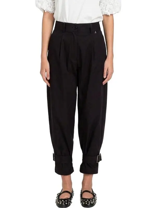 TWINSET Buckled Cuffed Trousers - Black