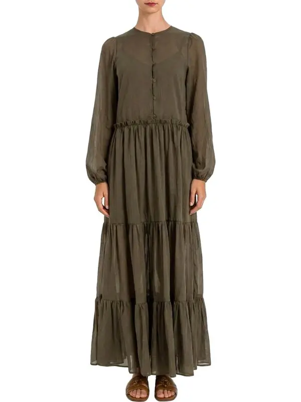 TWINSET Long Sleeve Cotton Dress - Green