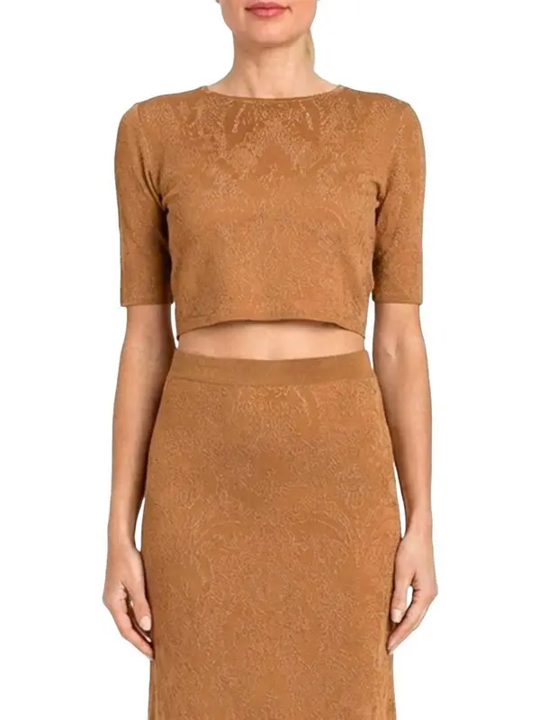 TWINSET Cropped Viscose Top - Peach