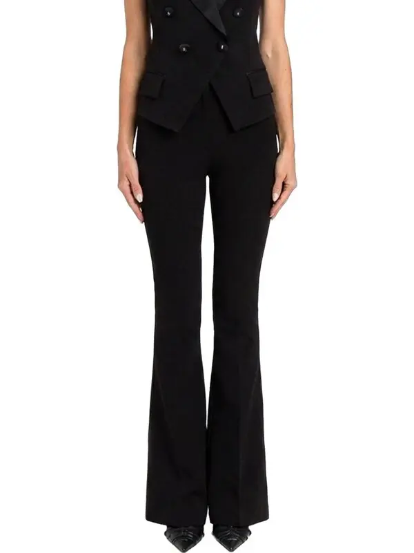 TWINSET Flared Stretch Viscose Blend Trousers - Black