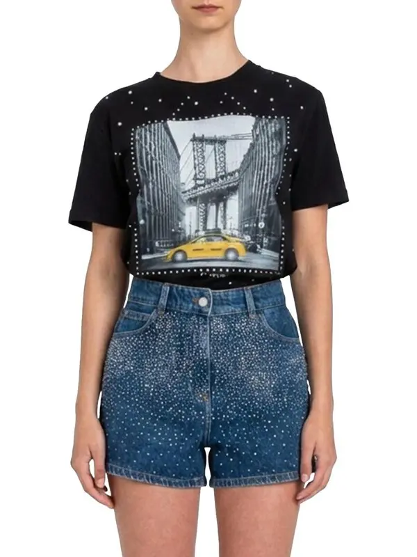 TWINSET Cotton T-shirt With Heart Print - Black