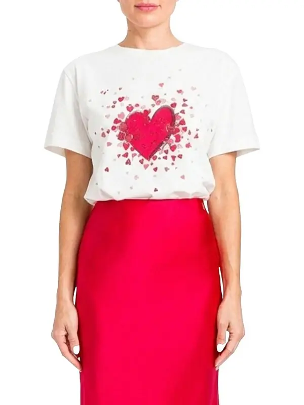 TWINSET Cotton T-shirt With Heart Print - White