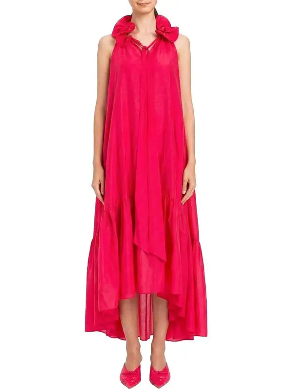 TWINSET Sleeveless Tiered Ruffled Dress - Fuchsia