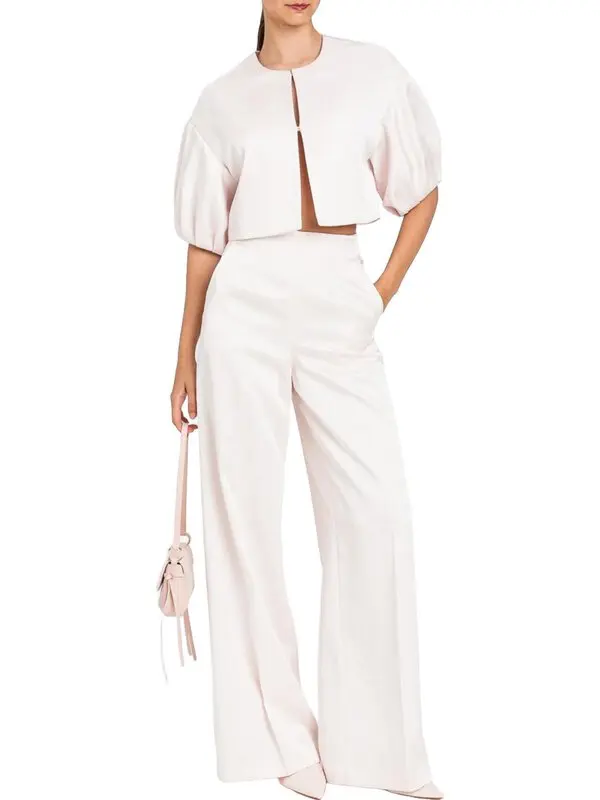 TWINSET Wide Leg Crêpe Trousers - Sand