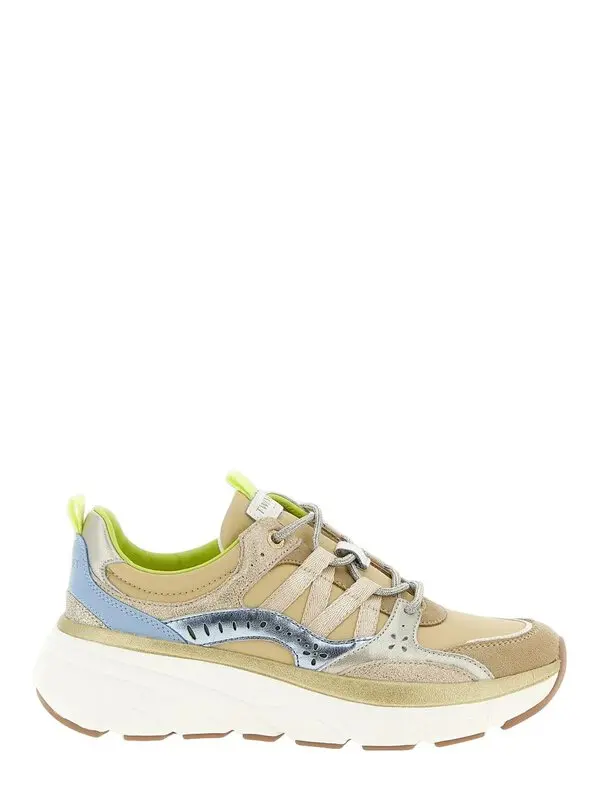 TWINSET Nylon And Suede Low Top Sneakers - Platinum